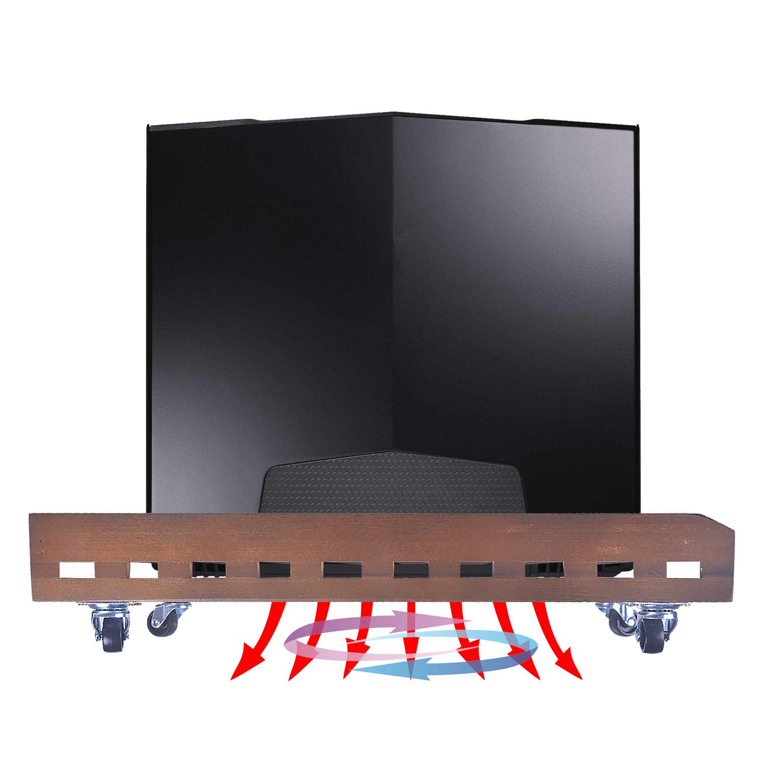 Rancco CPU Stand Mobile PC Cart Holder with Steel Caster, Solid Wood ...