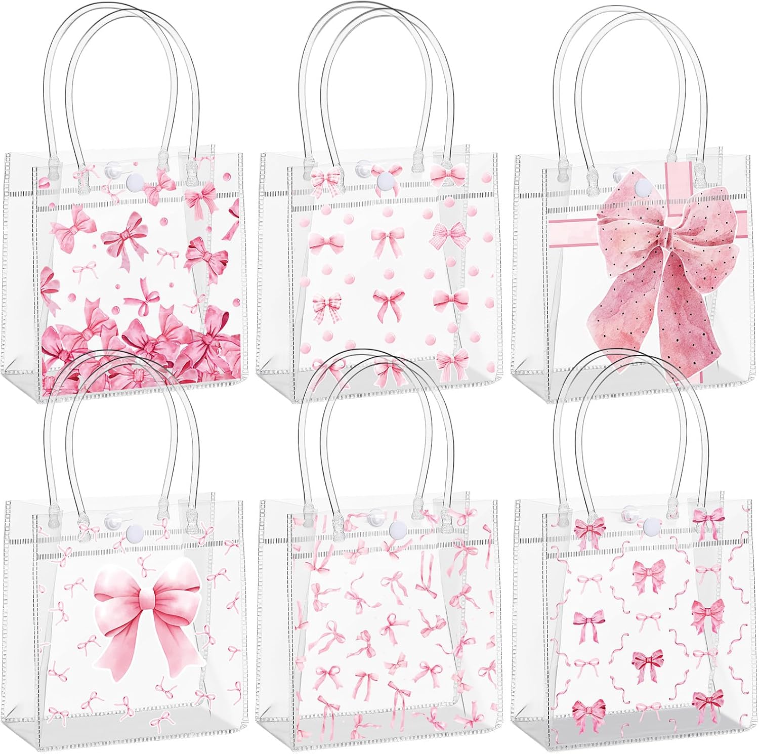 Amazon.com: MotiMind 24 Pcs Pink Bow Clear Gift Bag Coquette Plastic ...