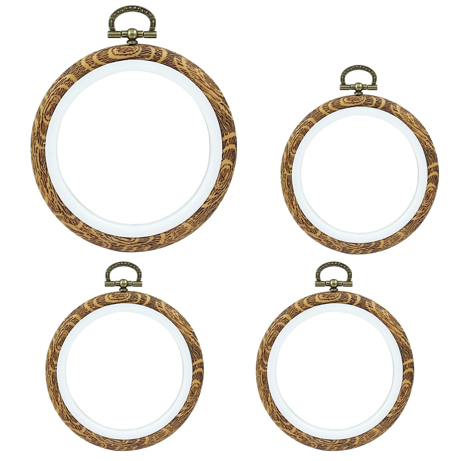 Snapklik.com : 4 Pcs 3.9 Inch Round Embroidery Hoops Imitated Wood ...