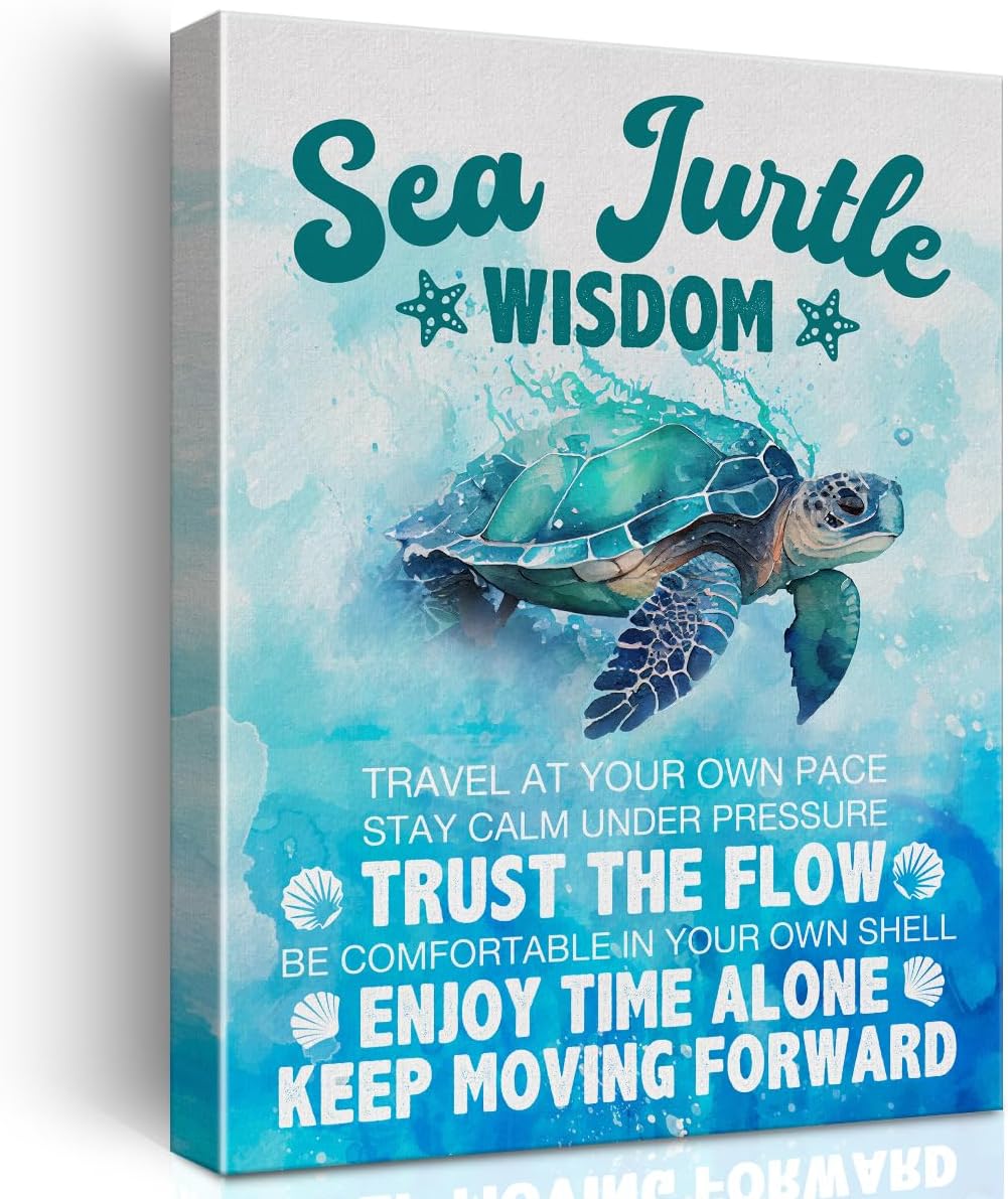 Amazon.com: Inspirational Wall Art Decor Watercolor Sea Turtle Wisdom ...