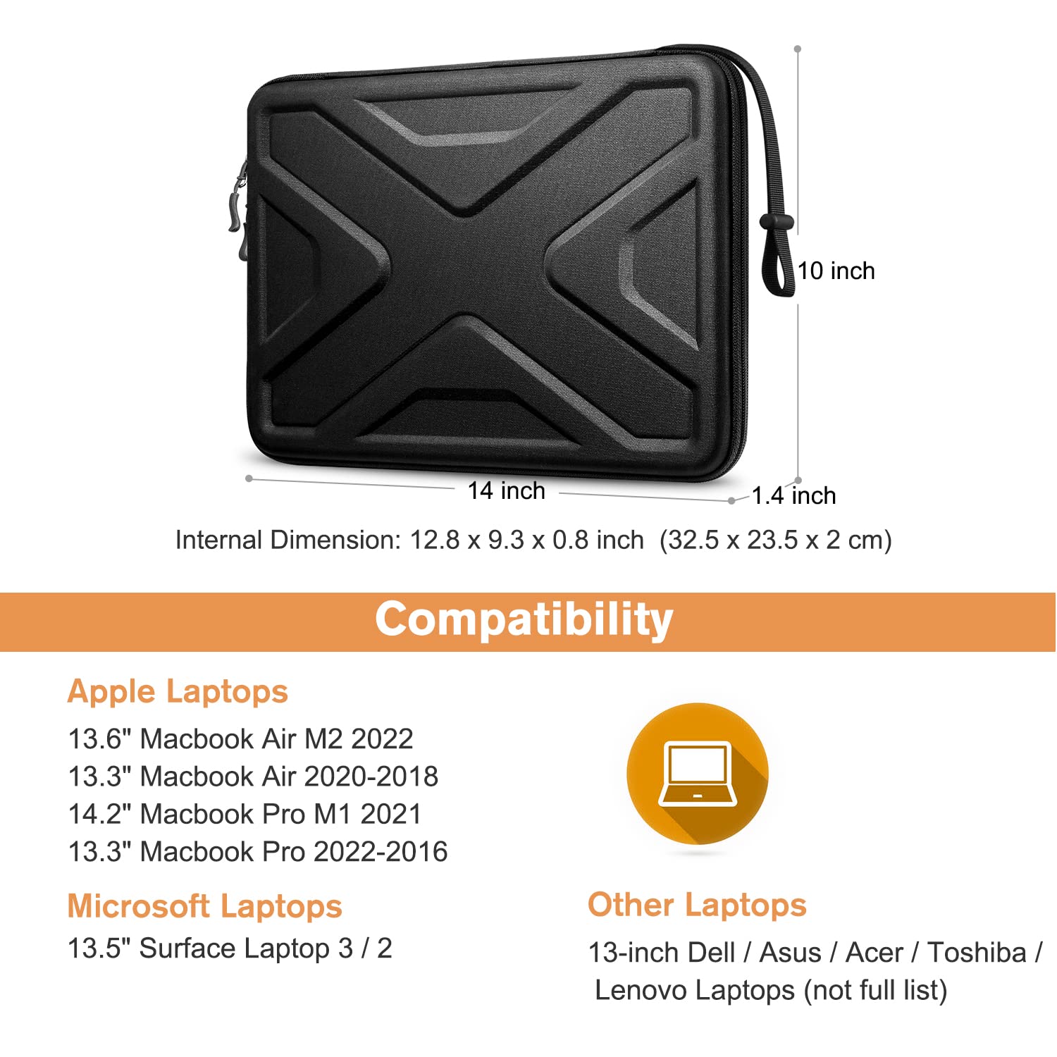 SITHON Hard Shell Laptop Sleeve Case for 14-inch MacBook Pro M2/M1 ...