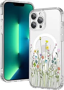 Amazon.com: OOK Magnetic for iPhone 13 Pro Case [Compatible with Magsafe] Colorful Wild Flowers ...