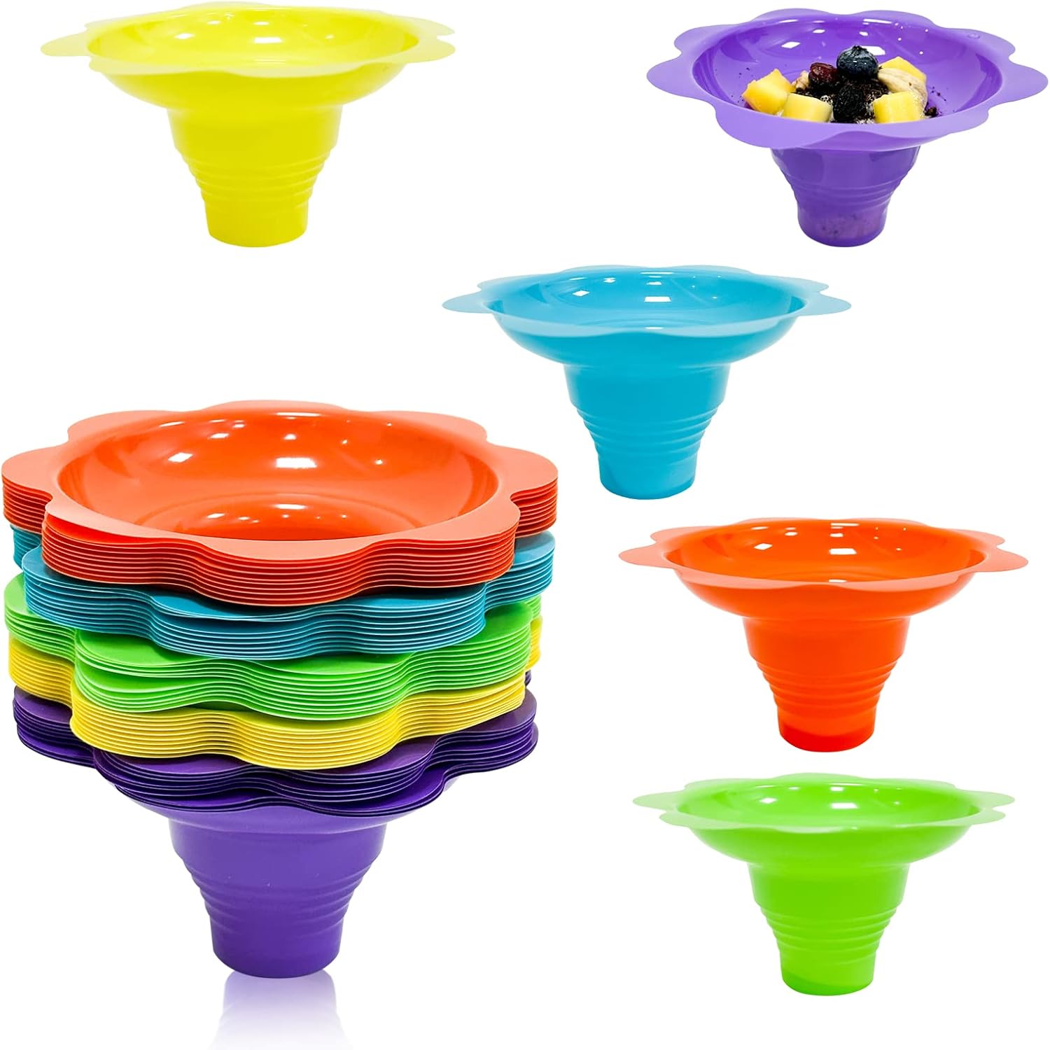 Amazon.com: HISENAOGH 4 OZ Colorful Flower Snow Cone Cups, 50pcs Set of ...