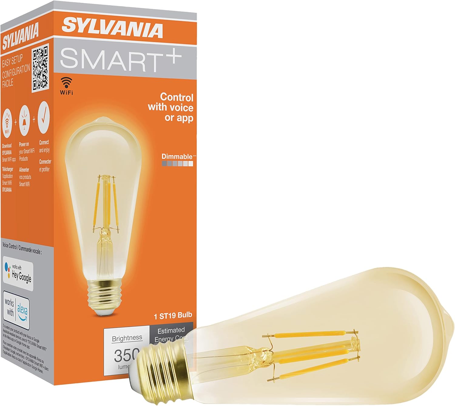 Sylvania WiFi LED Smart ST19 Amber Finish Light Bulb, 3.5W Efficient ...