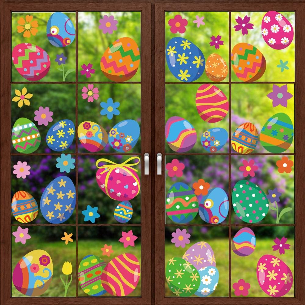 Amazon.com: 8 Sheets Easter Window Clings, Easter Window Stickers ...