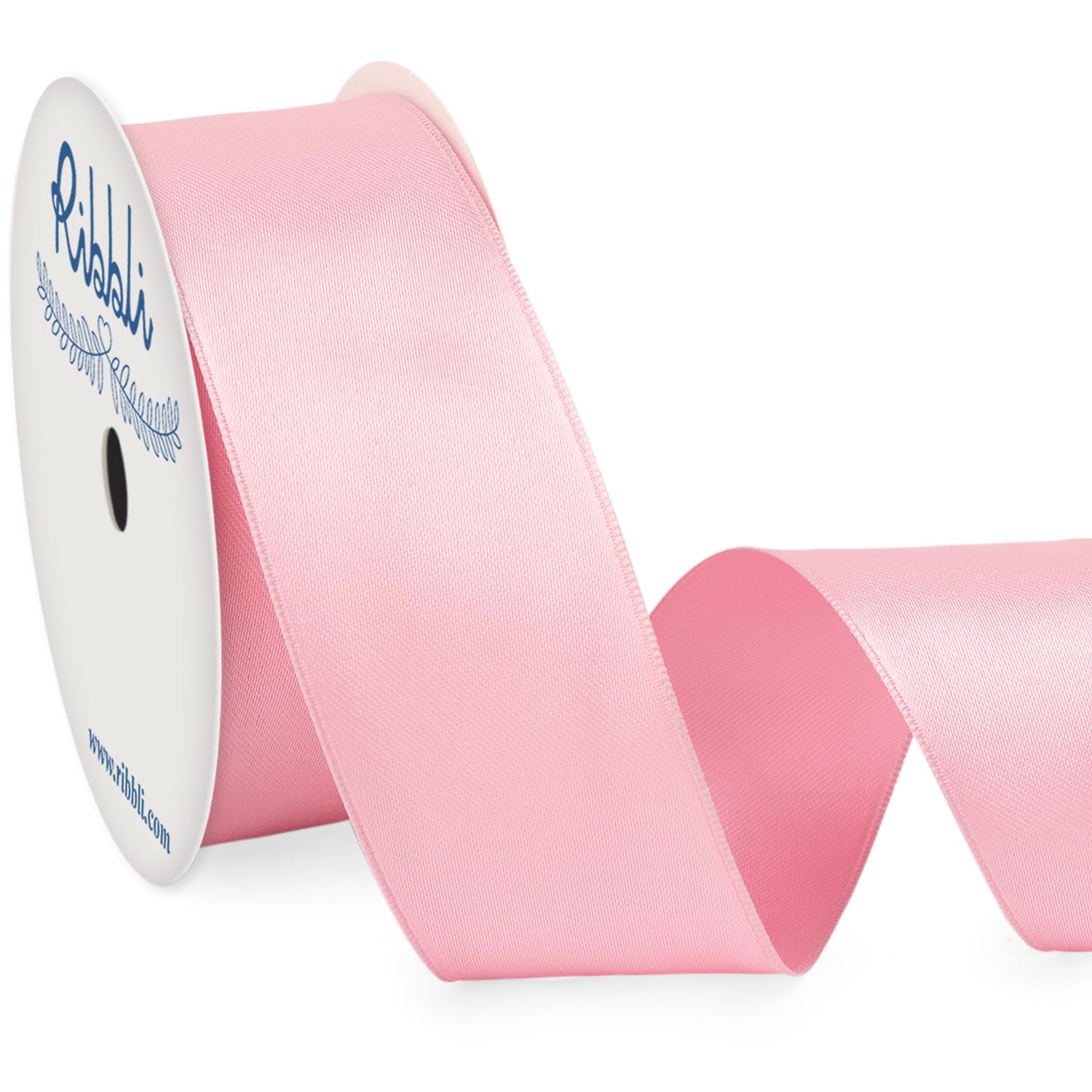 Amazon.com: Ribbli Light Pink Double Faced Satin Wired Ribbon 1.5 Inch ...