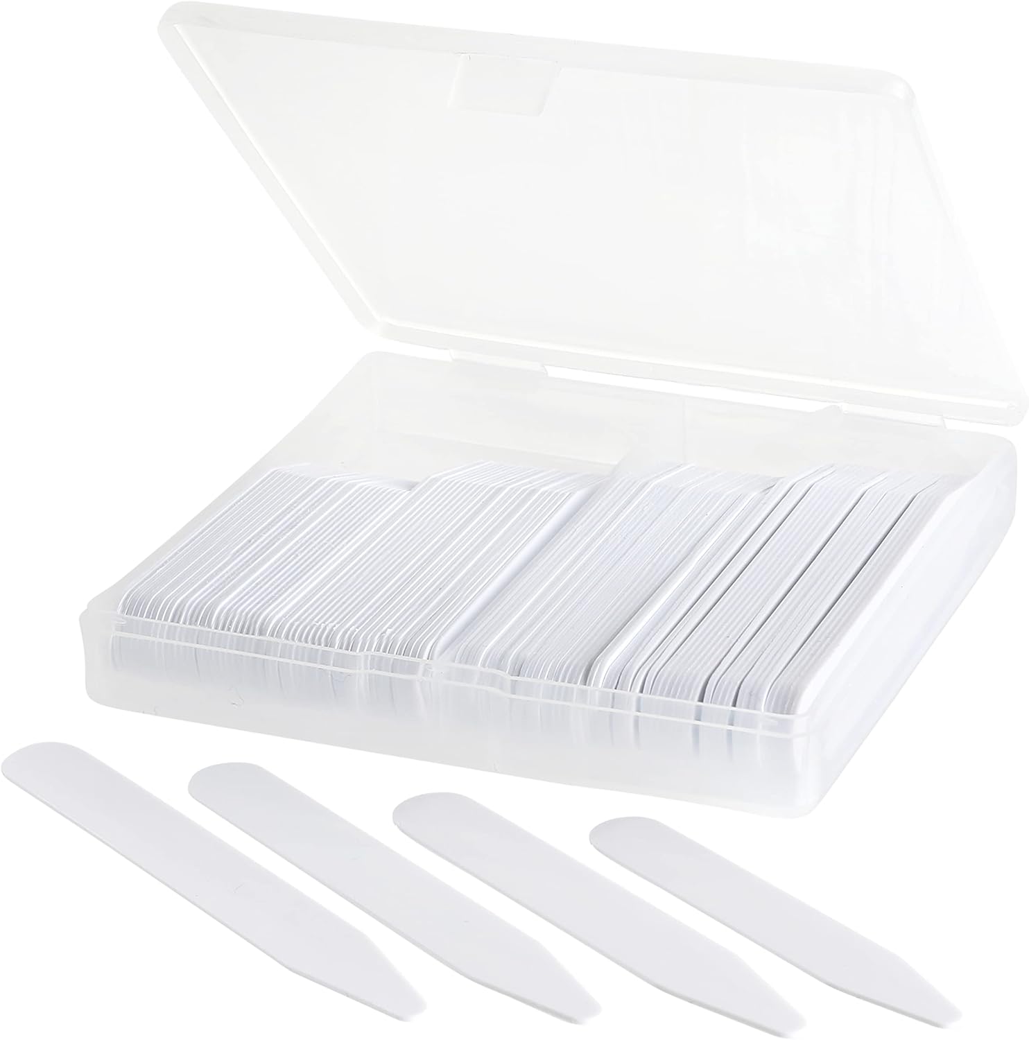 Amazon.com: 100 Plastic Collar Stays For Men Dress Shirt in Plastic Box ...