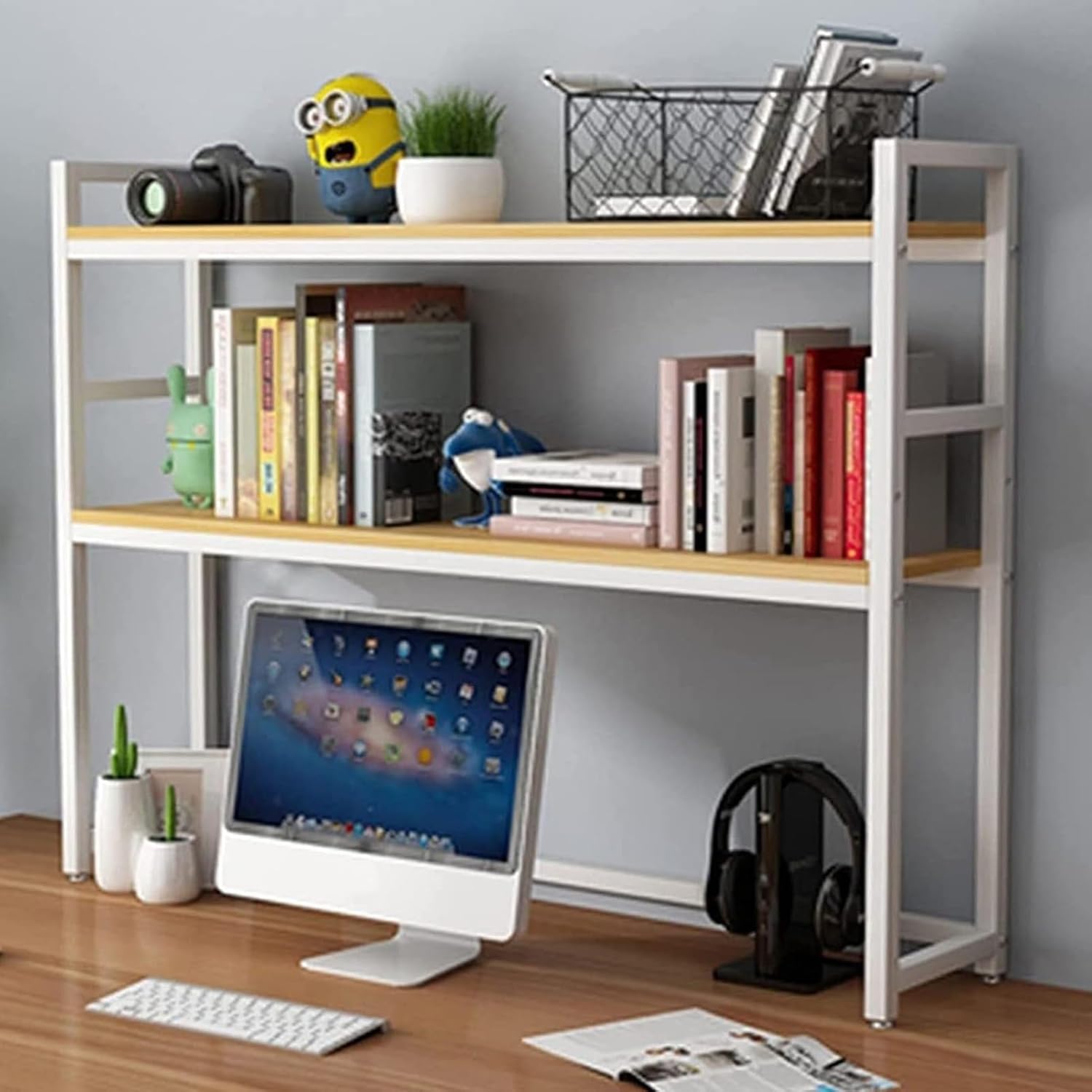 Desktop Organizer - Office Storage Rack, 2 Tier Adjustable Desktop ...