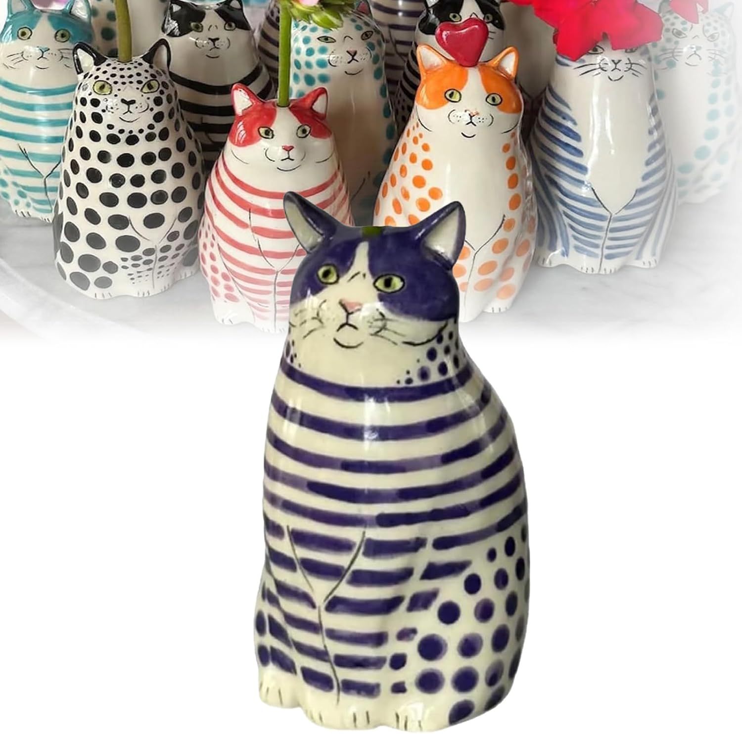 Amazon.com: Whimsical Hand-Painted Cat Vase Collection, 2025 New Mini ...