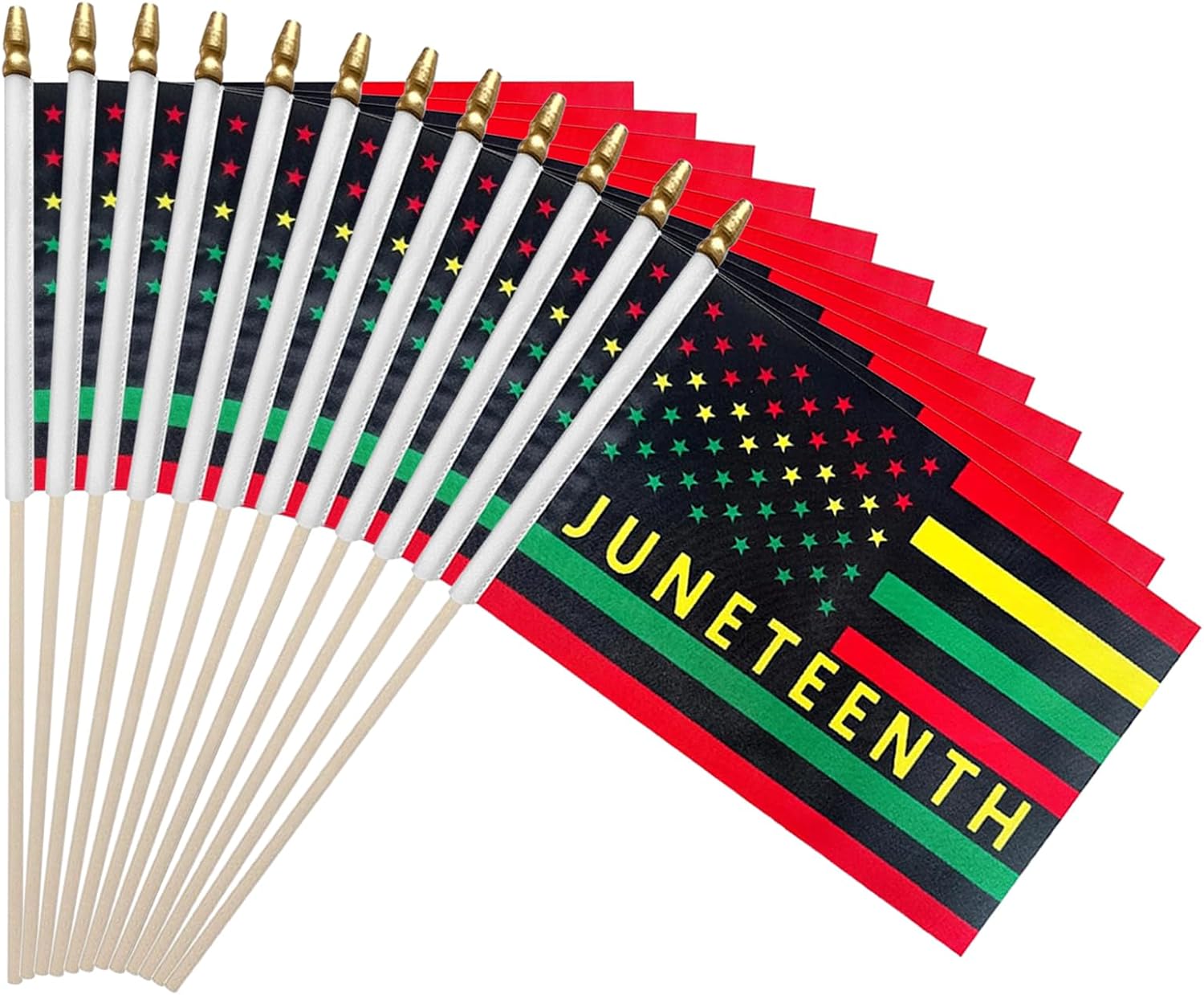 Amazon.com : 12 Pcs Small Juneteenth Flags on Stick 8×12 Inch, Handheld ...