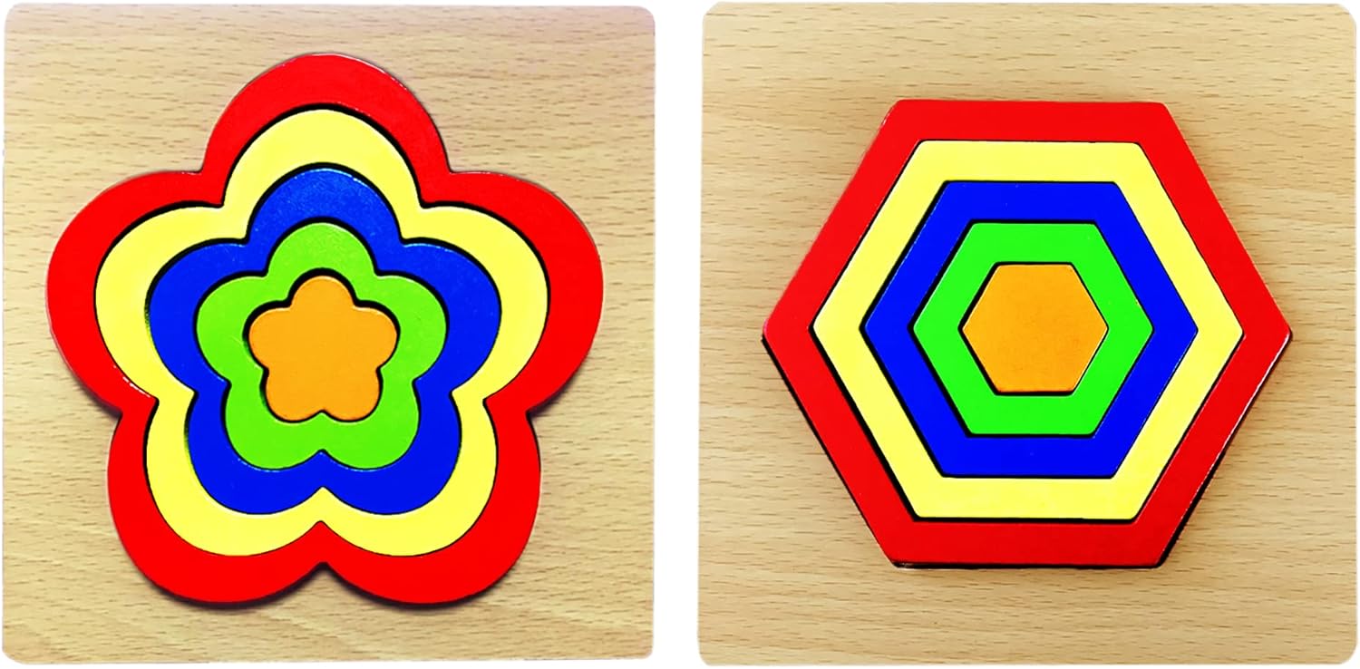 Amazon.com: Witcrskm Wooden Puzzles for Toddlers, Montessori Toys for ...