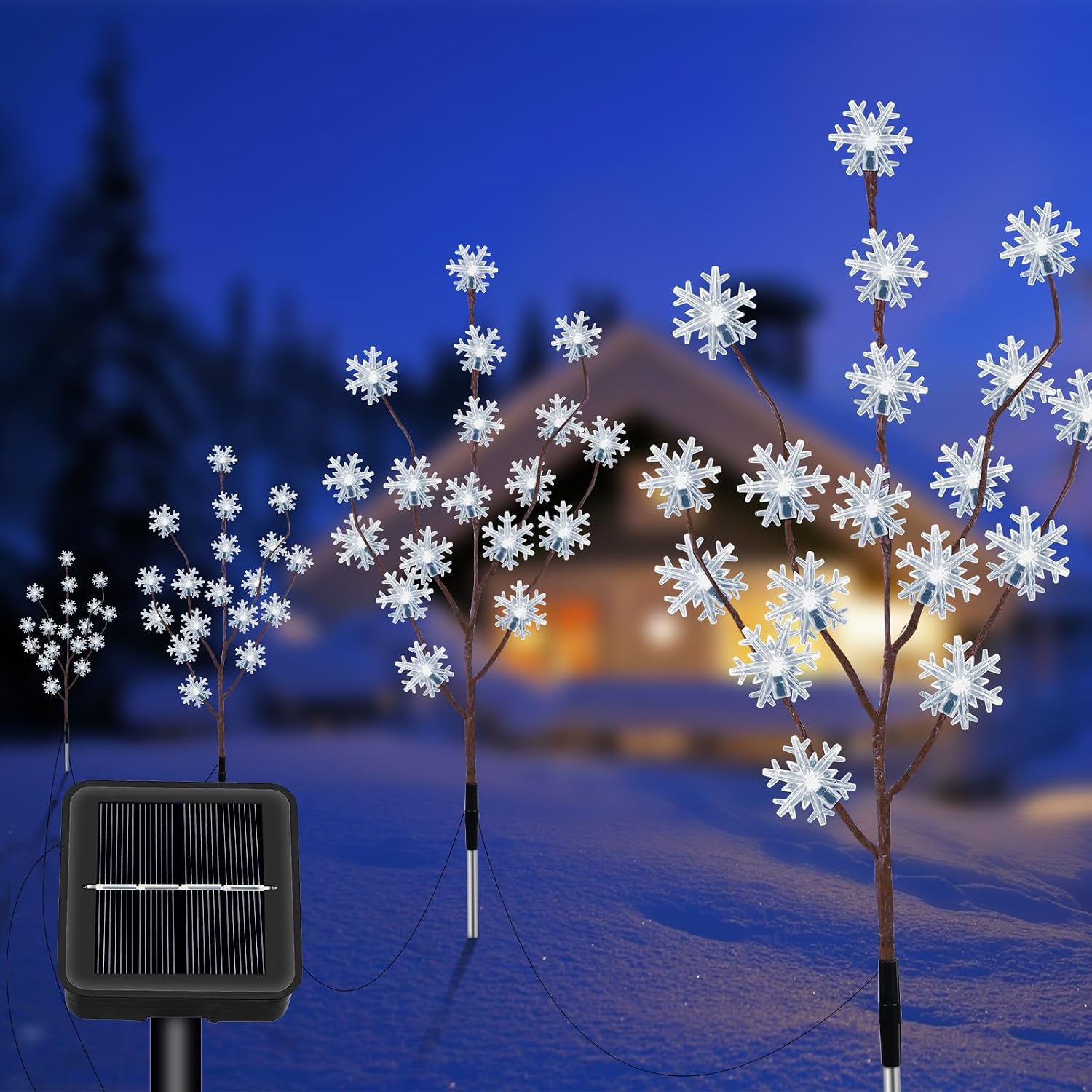 Solar Lights Outdoor Garden Snowflake Branches Lights 4 Pack 80LED ...