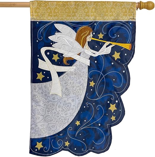 Amazon.com : Briarwood Lane Angel Applique Christmas House Flag ...