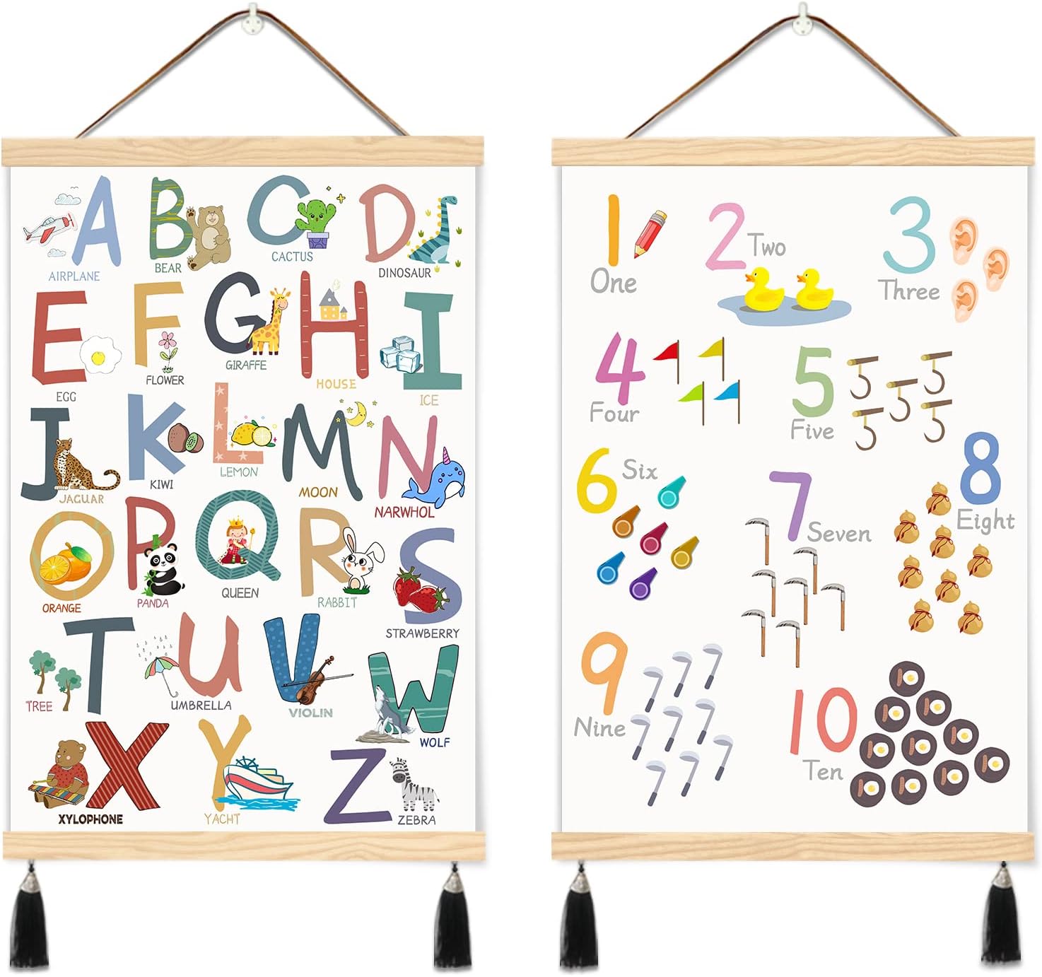 Amazon.com: LIYAOLI Alphabet Posters for Classroom Wall Wood Frame ...