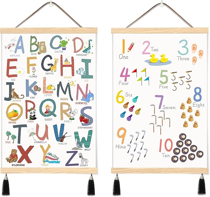 Amazon.com: LIYAOLI Alphabet Posters for Classroom Wall Wood Frame ...