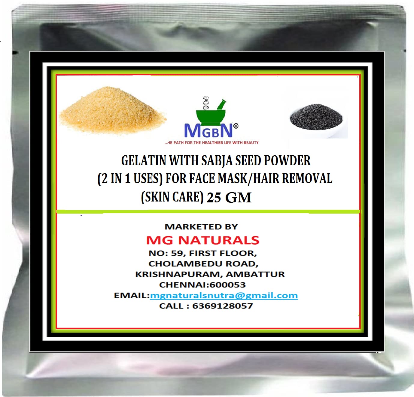 Buy GELATIN WITH SABJA SEED POWDER (2 IN 1 USES) FOR FACE MASK/HAIR ...