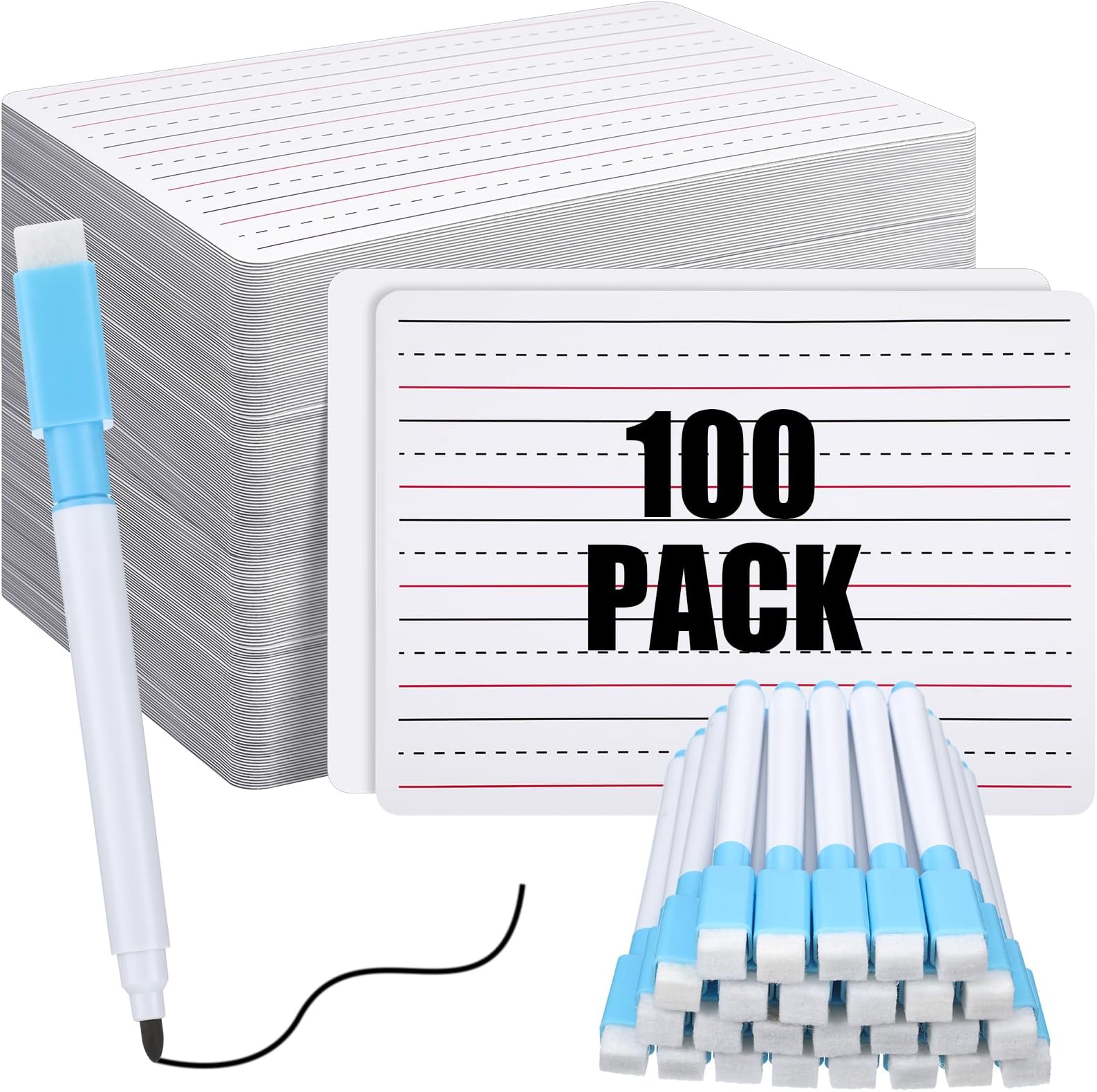 Amazon.com : ReliThick 100 Pcs Lined Dry Erase Board Classroom with ...