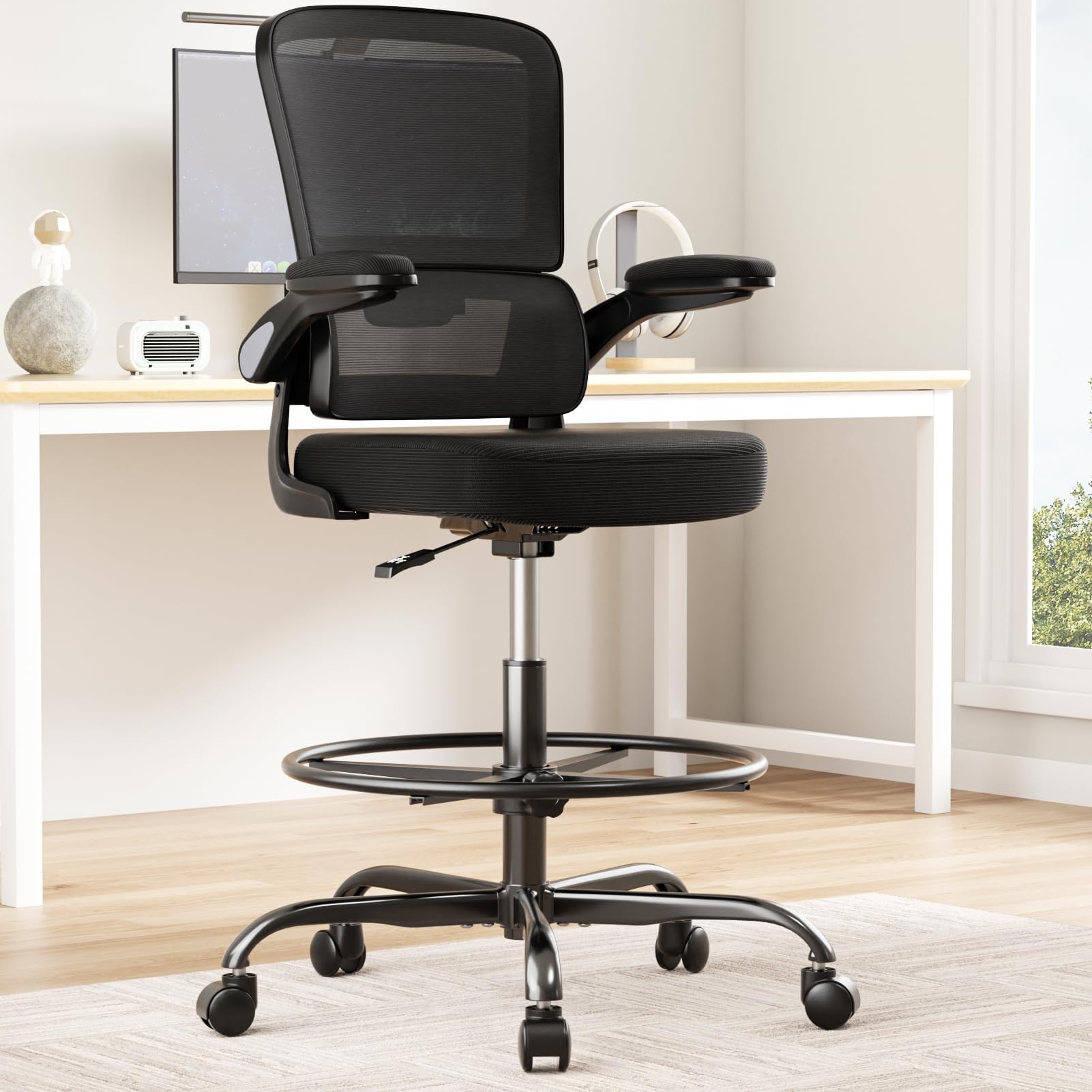 Amazon.com : Boss Office Products Drafting Stool with, Black : Office ...