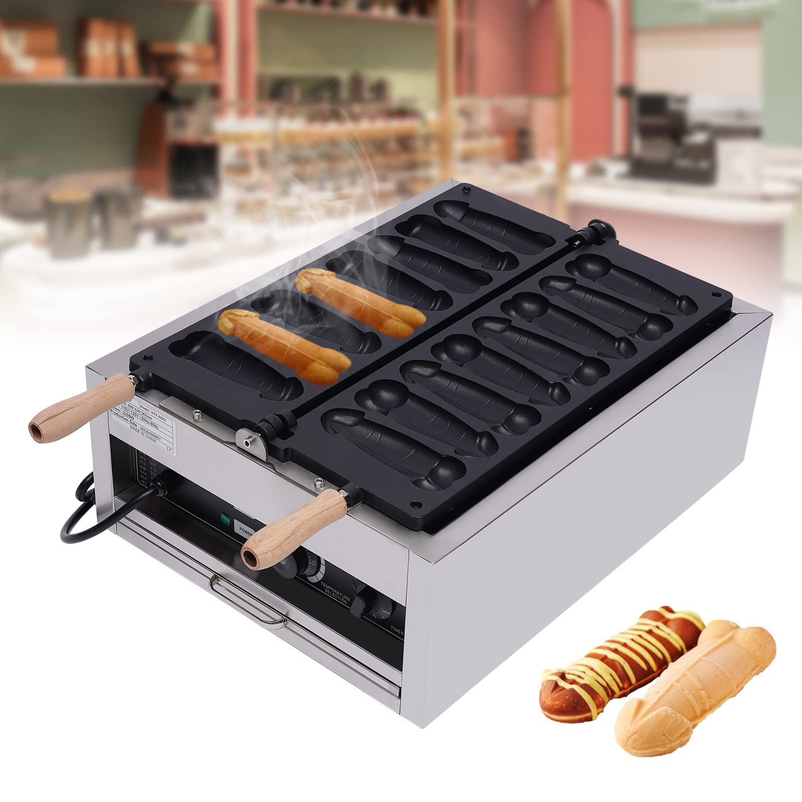 Amazon.com: Commercial Electric Hot Dog Baker 8PCS Pene Shape Waffle ...