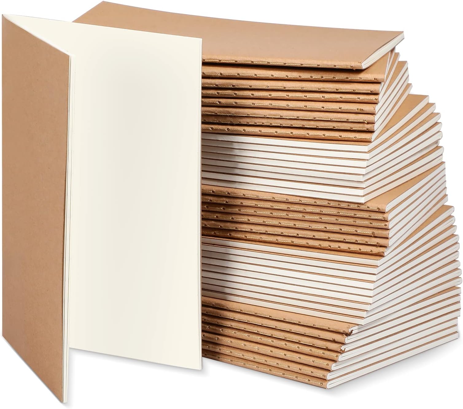 Outus 50 Pieces Pocket Kraft Notebook Bulk Small Mini Notebook Travel ...