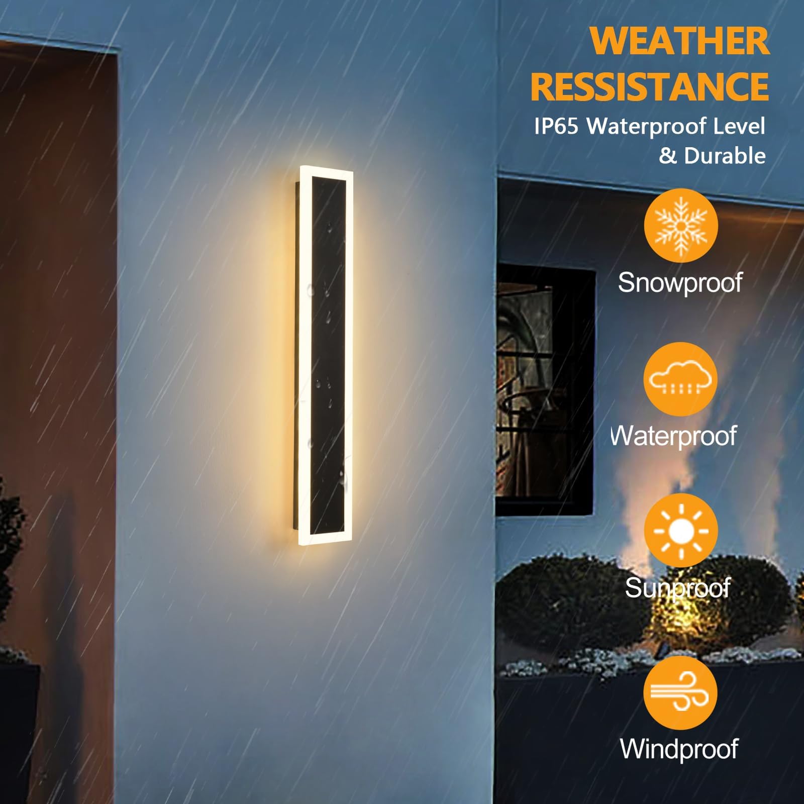 YAOWSZM LED Outdoor Light 12W Modern Outdoor Wall Sconce 23.6 inches ...