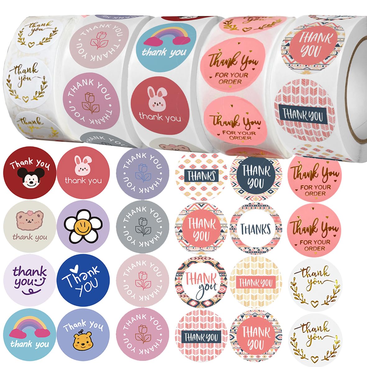 Amazon.com: Thank You Sticker Thank You Stickers - 5 Rolls, 2500 Total ...