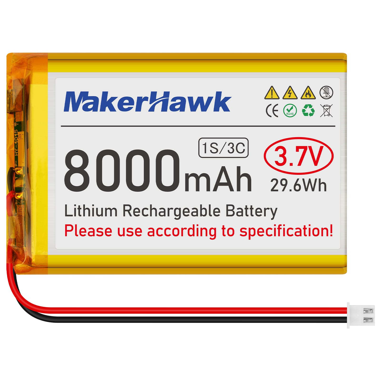 Amazon.com: MakerHawk 3.7V 8000mAh LiPo Battery Rechargeable 1S 3C ...