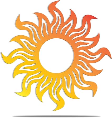 Amazon.com: Sun Sign Metal Wall Art - Large Bright Metal Hanging Wall ...