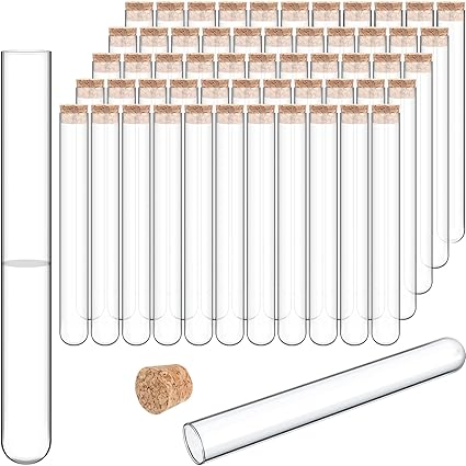 Kanayu 100 Pcs 50 ml Glass Test Tubes with Cork Stoppers Bulk Clear ...