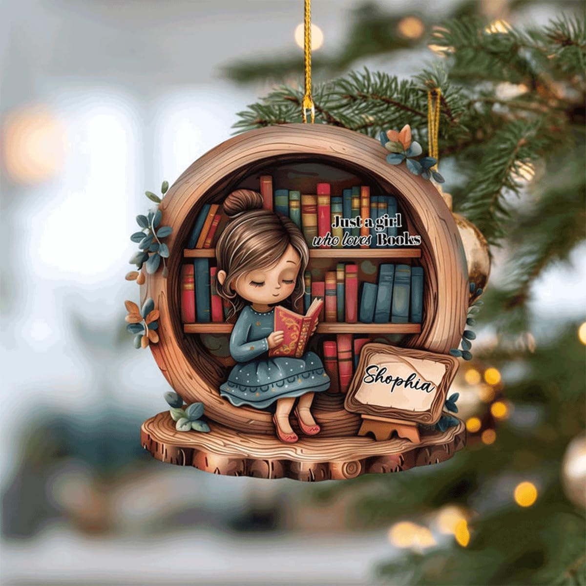 Amazon.com: Lovely POD Just A Girl Who Loves Books Ornament, Book ...