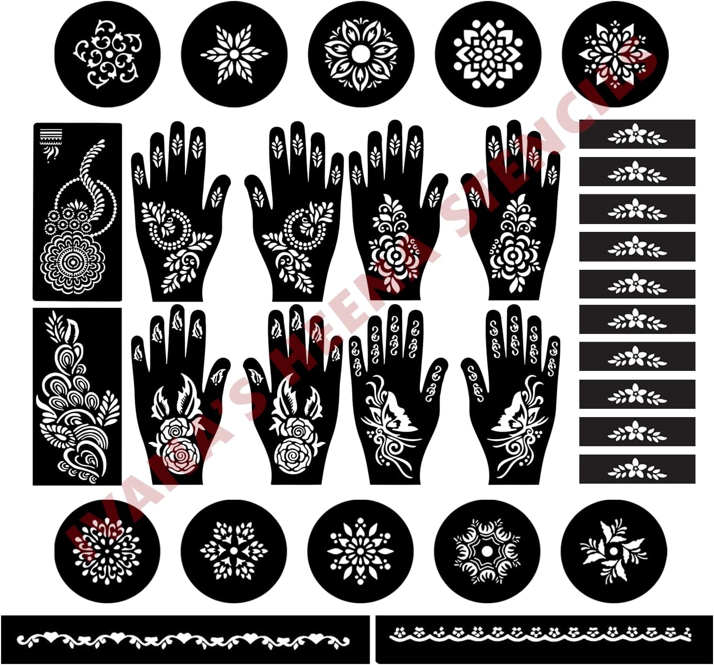 Ivana's Full Hand Mehndi Stencil Design Full Hand Set | Henna Tattoo ...