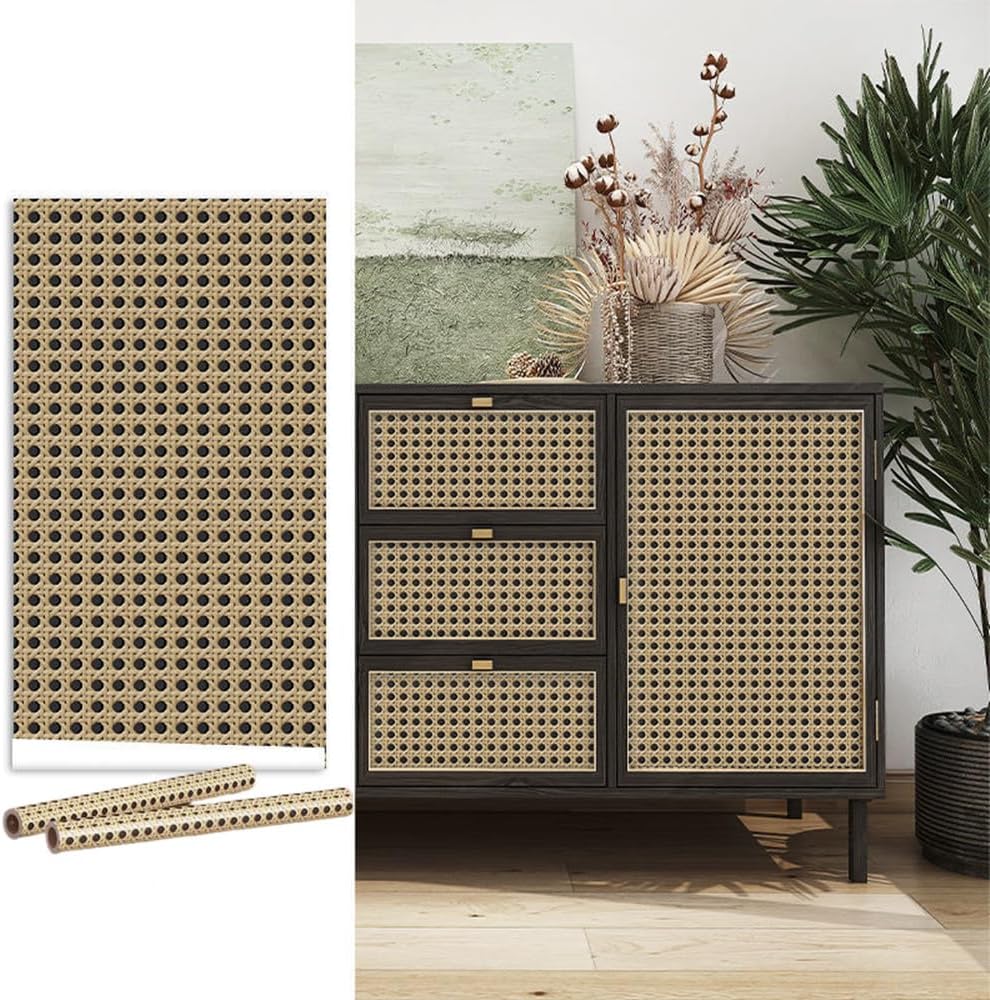 Primst Rattan Wallpaper, Self-Adhesive Furniture Sticker Retro 3D ...