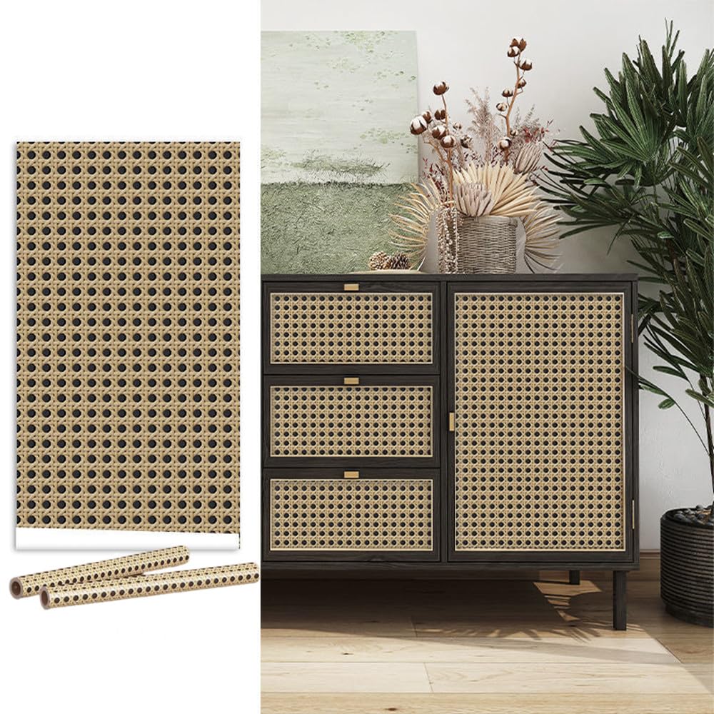 Primst Rattan Wallpaper, Self-Adhesive Furniture Sticker Retro 3D ...
