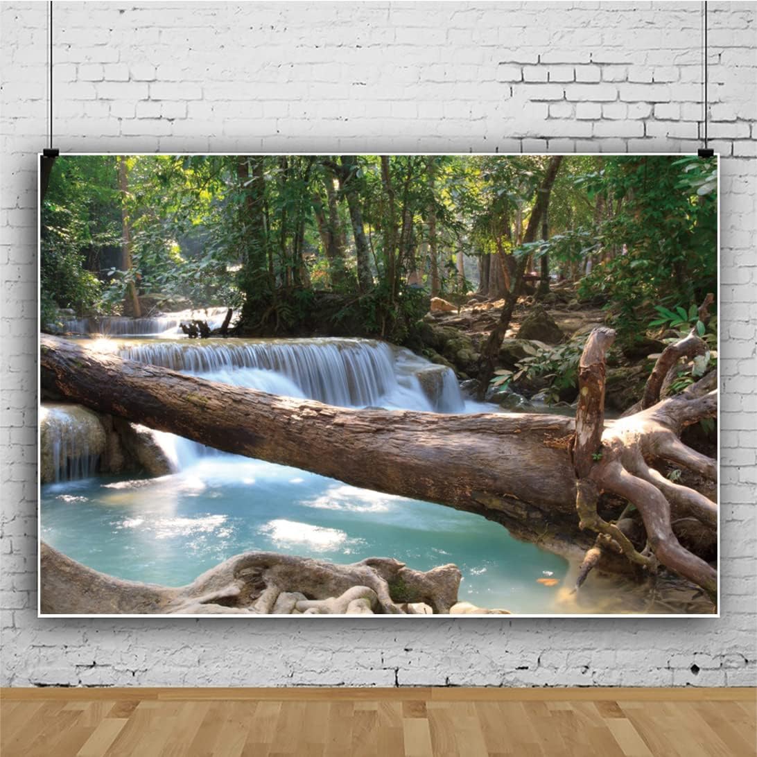 Ttincceer 180x120cm Forest Waterfall Backdrop Dead Trees Flowing Water ...
