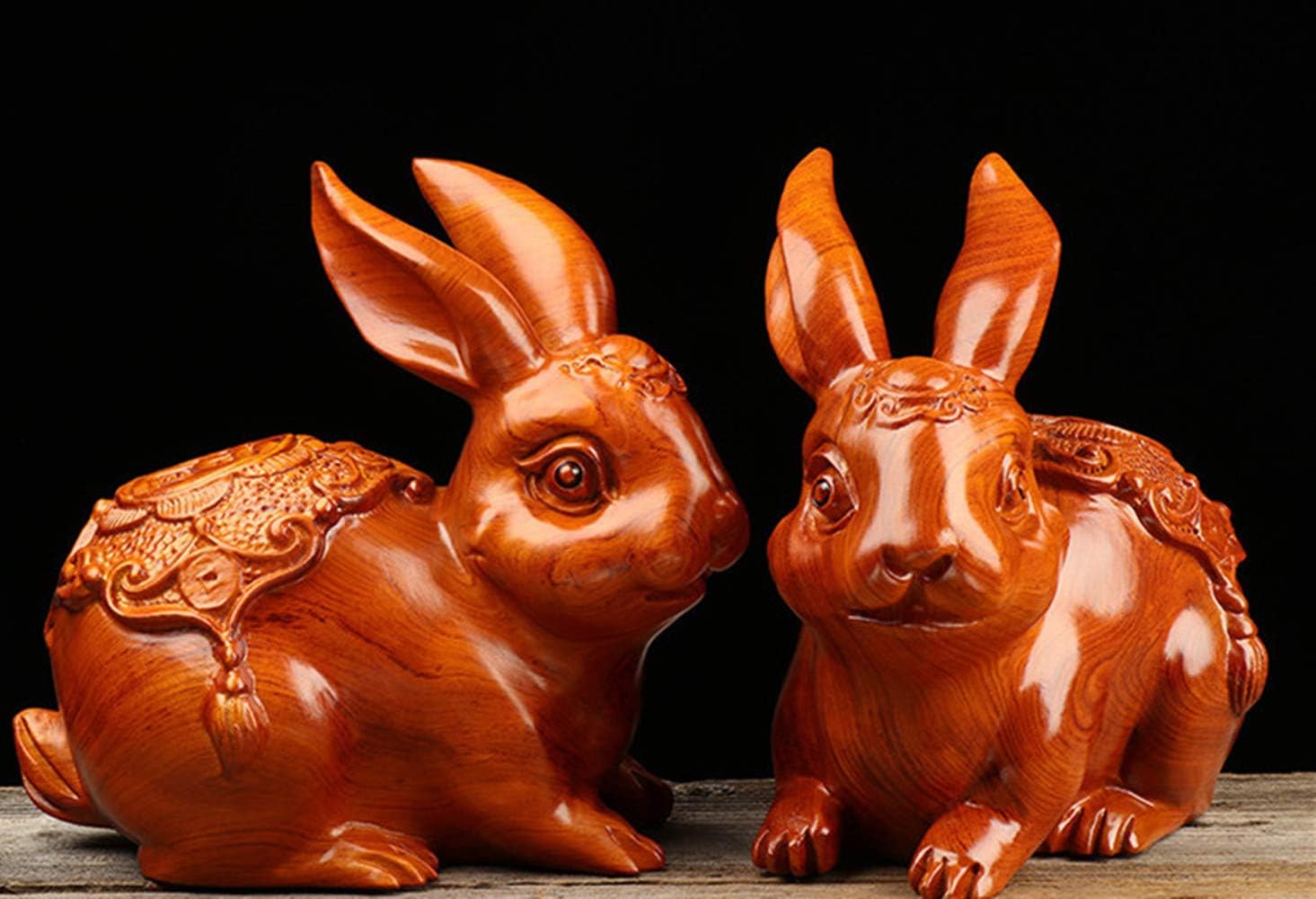 Amazon.com: Aibote Natural Black Ebony Rosewood Set of Two Wood Rabbits ...