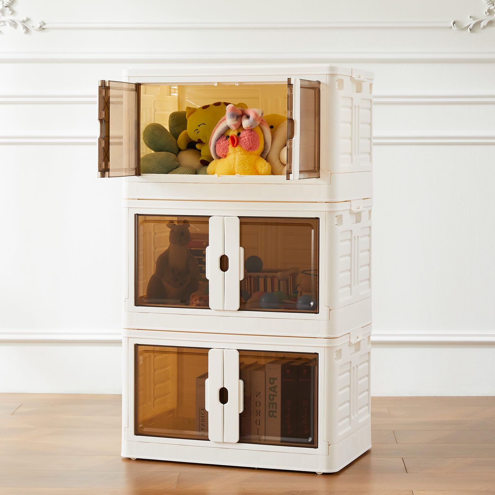 Amazon.com - Elevon Stackable Plastic Storage Bins with Lids - Set of 3 ...