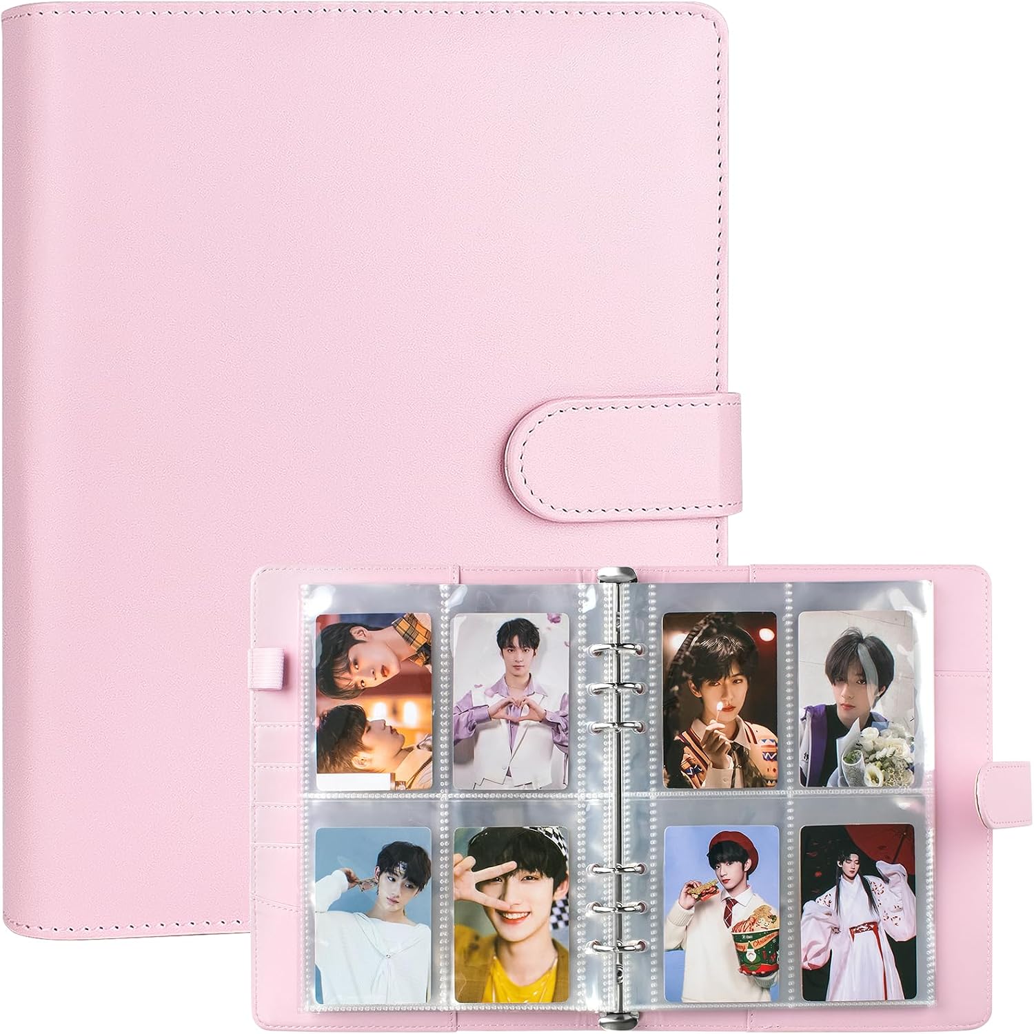A5 Kpop Photocard Binder, 6 Ring Binder Album with 200 Card Slots, PU ...