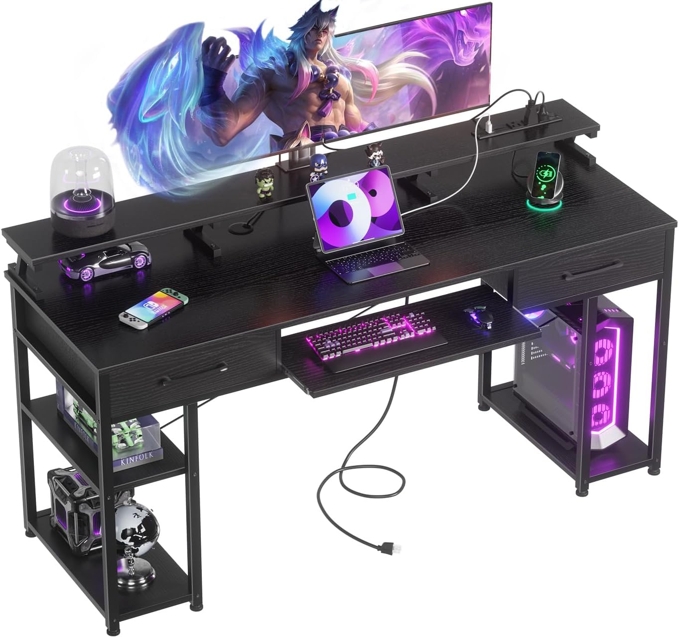 Amazon.com: AW Rolling PC Cart Mobile Computer Standing Workstation ...