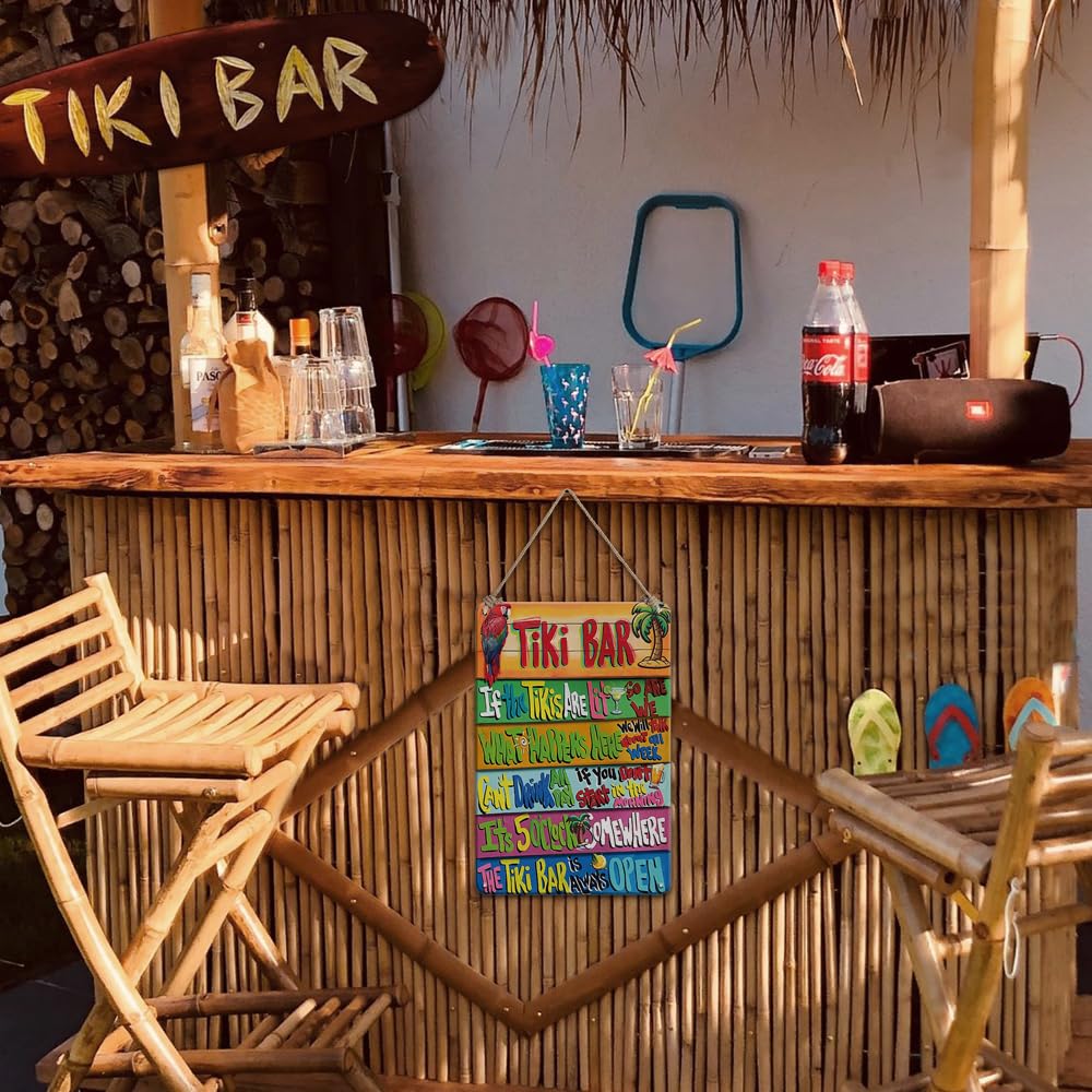 Old School Outdoor Tiki Bar Round Bamboo Tiki Bar With Epoxy Resin Art