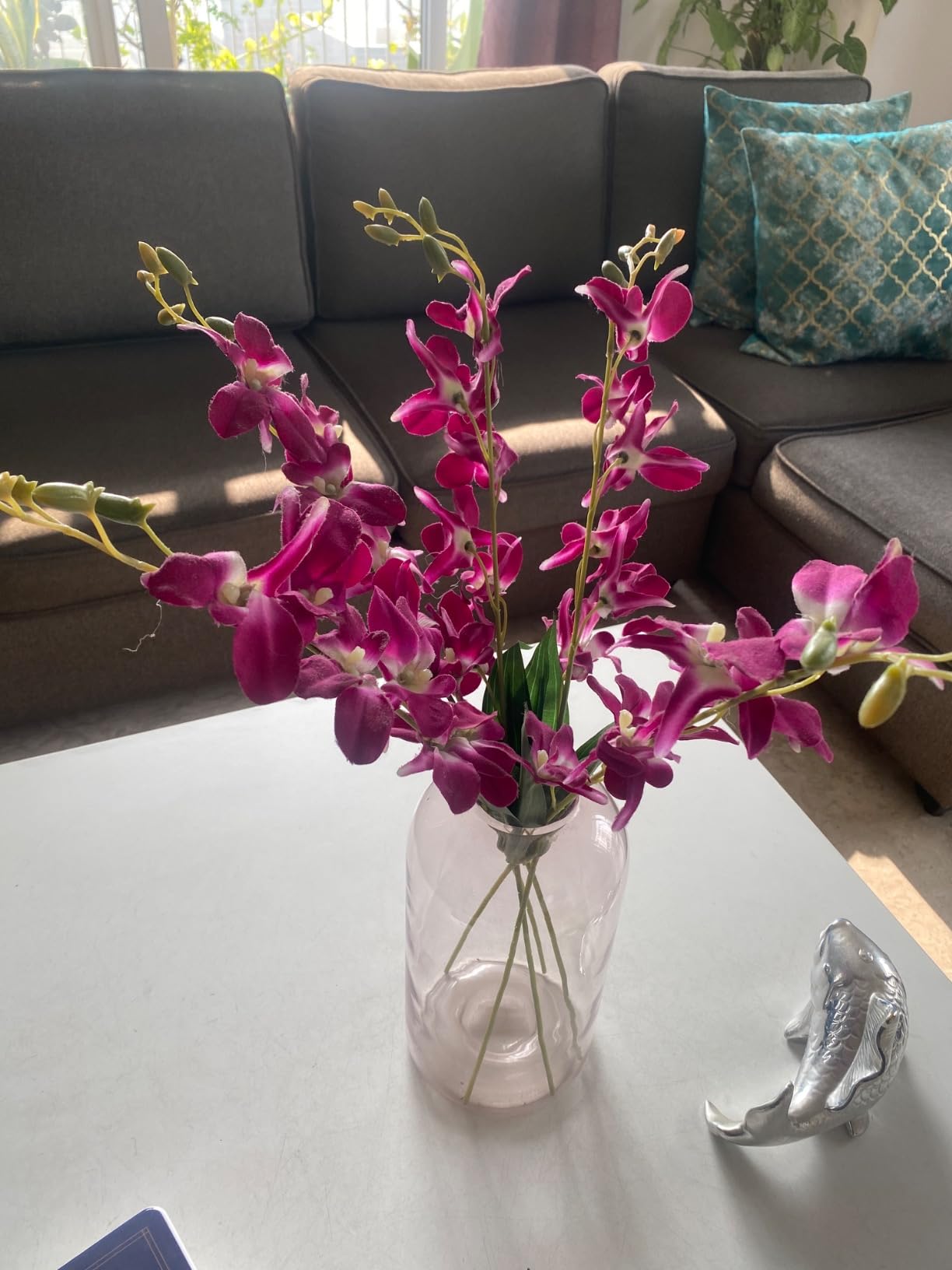 Buy Artificial Flowers Purple Orchid Flower | Fuzia Orchid Sticks for ...