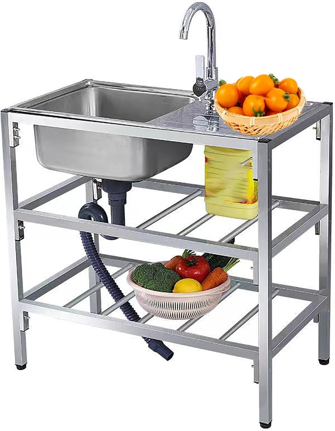 Amazon.com: Commercial Sink,Stainless Steel Single Bowl Sink ...
