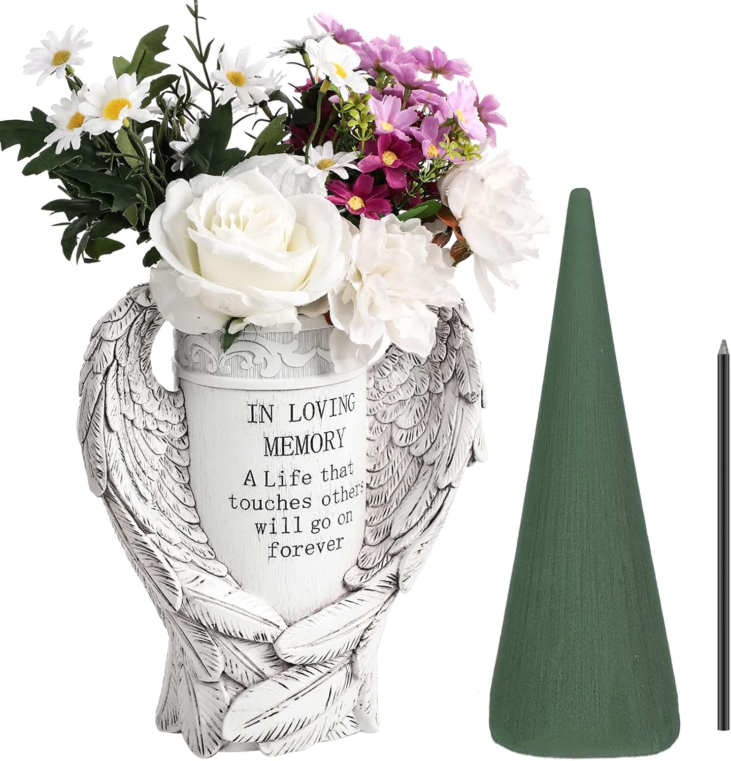 Amazon.com : 2 Pcs Grave Decorations for Cemetery Angel Wings Statues ...