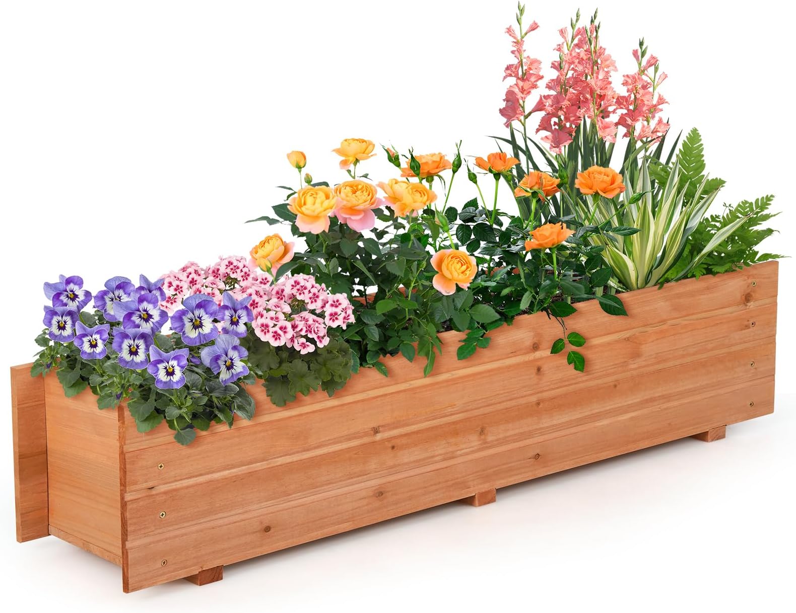 Woodside Wooden Garden Planter Plant/Flower Trough Container Box ...