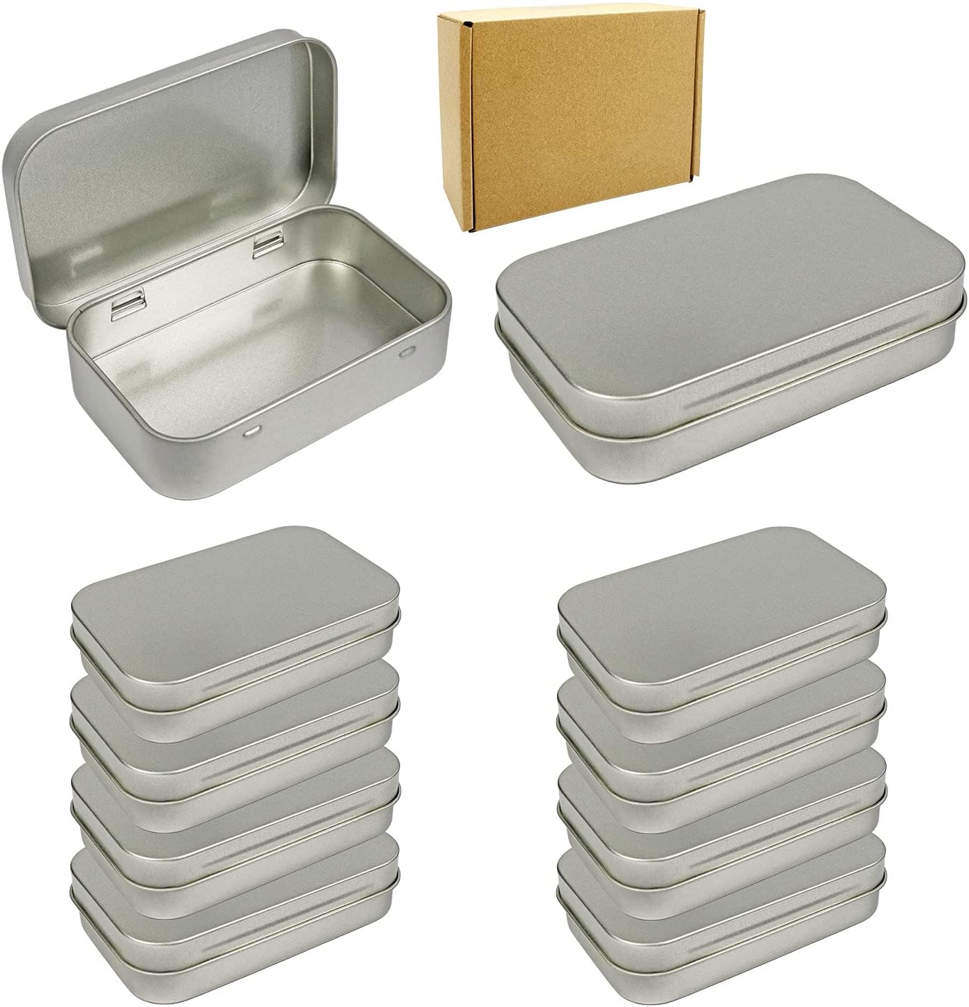 Amazon.com: Duehut 3 PCS Mini Metal Tin Box Containers Metal Slide Top ...