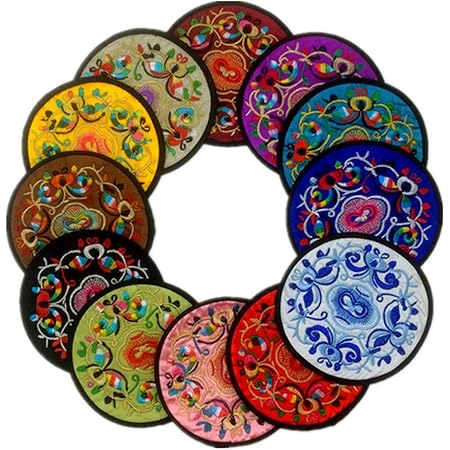 Amazon.com: 12 Pcs Embroidery Cloth Fabric Coasters for Drinks Vintage ...