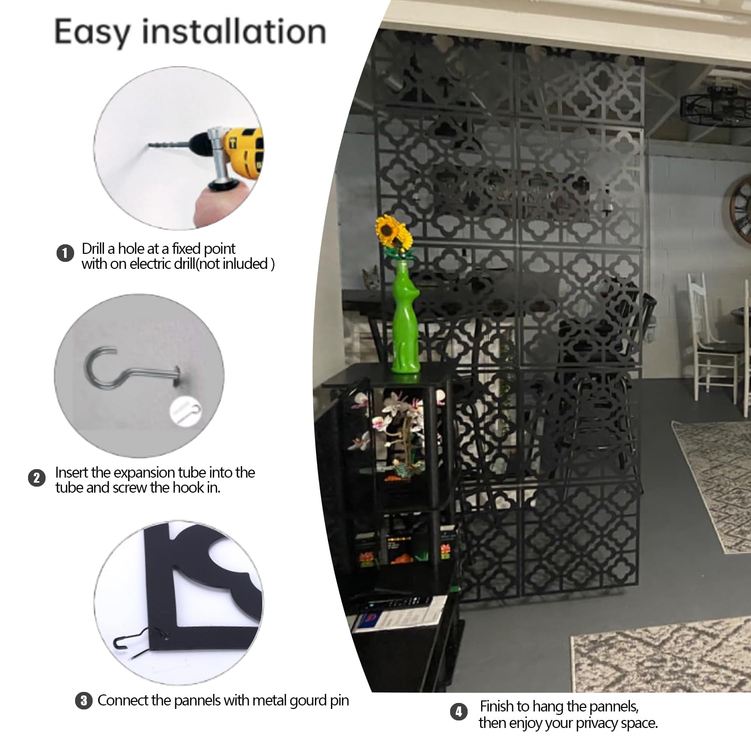 Snapklik.com : 12 Pcs PVC Hanging Room Divider,Thick Decorative Flower ...