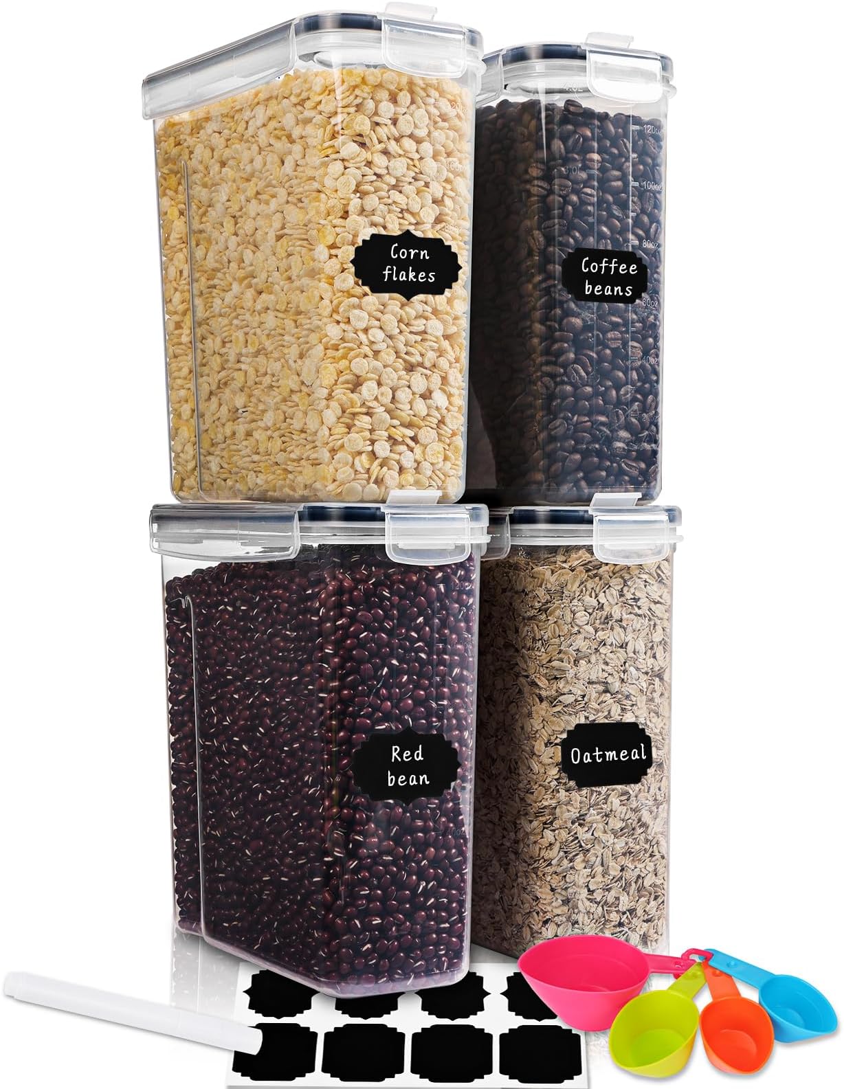 Amazon.com: 6 Pack Airtight Cereal Food Storage Container - BPA Free ...