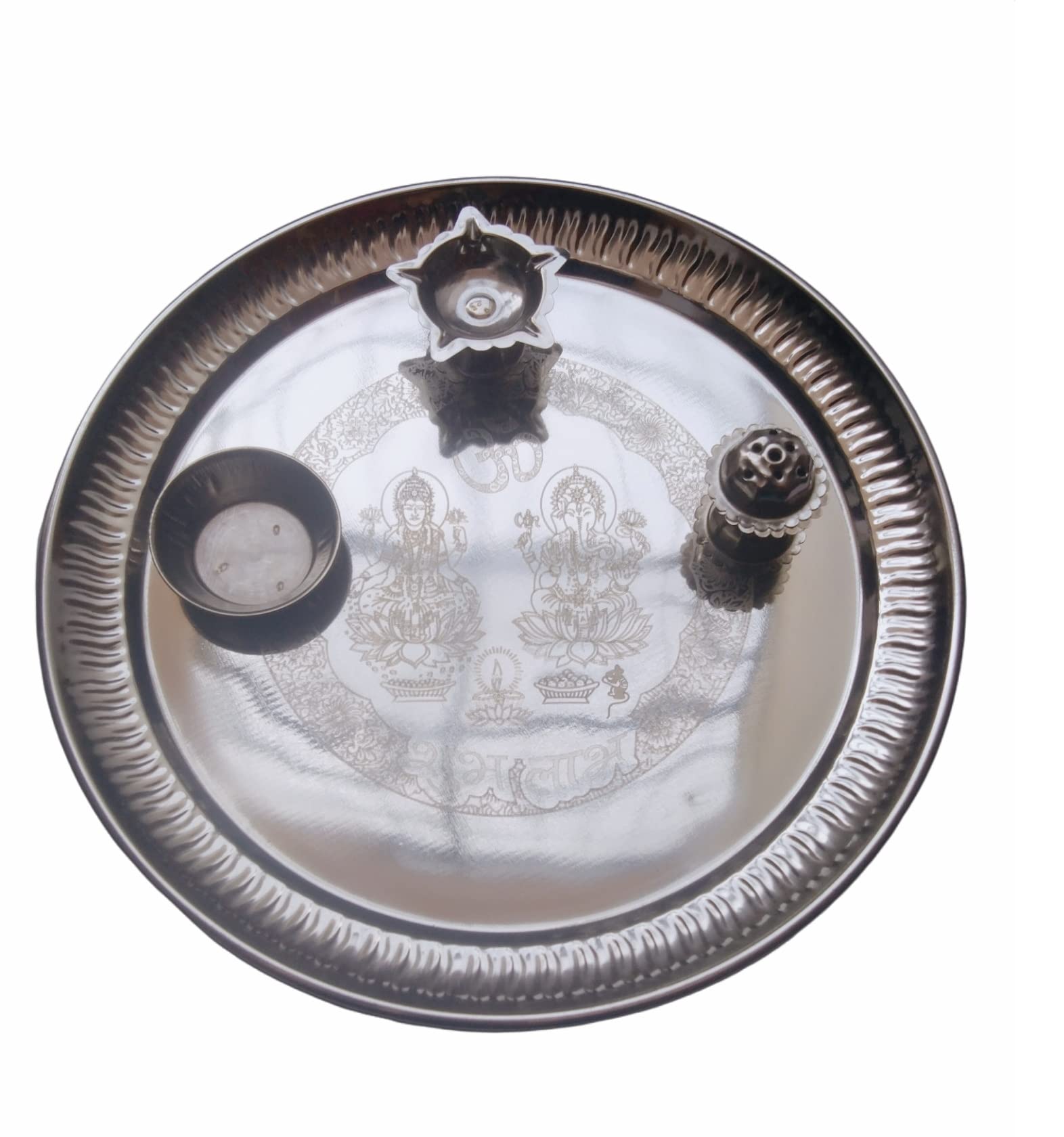 Honey Shopee Stainless Steel Pooja Thali Set With Katoori Deepak ...