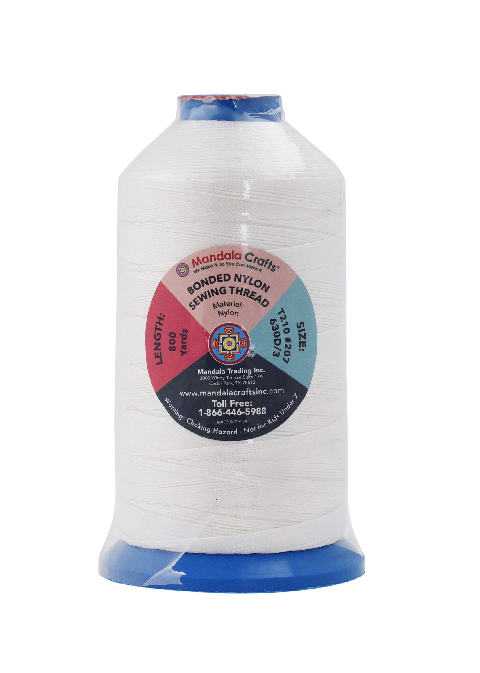 Snapklik.com : Mandala Crafts Bonded Nylon Thread White Heavy Duty ...
