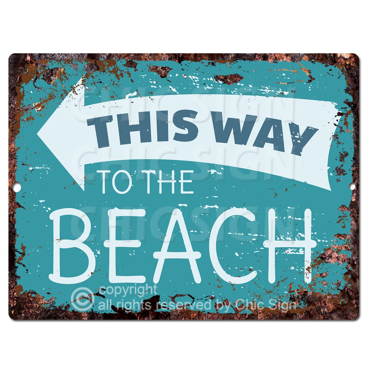 Amazon.com: PP-4243 This Way to The Beach Left Arrow Tropical Sign ...